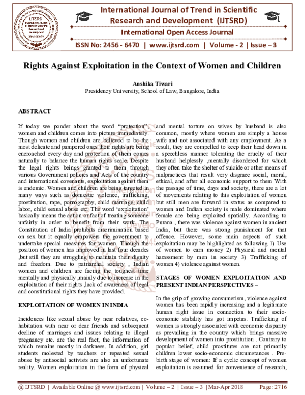 (PDF) Rights Against Exploitation in the Context of Women and Children