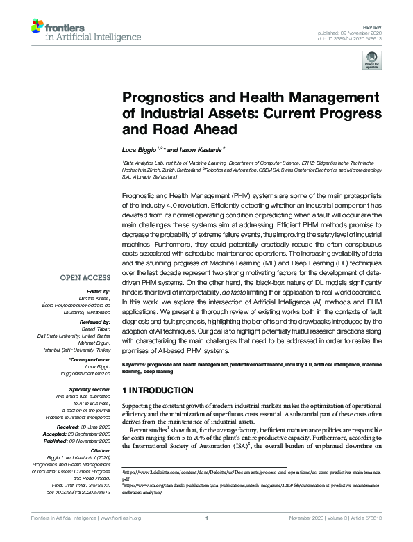 (PDF) Prognostics and Health Management of Industrial Assets: Current ...