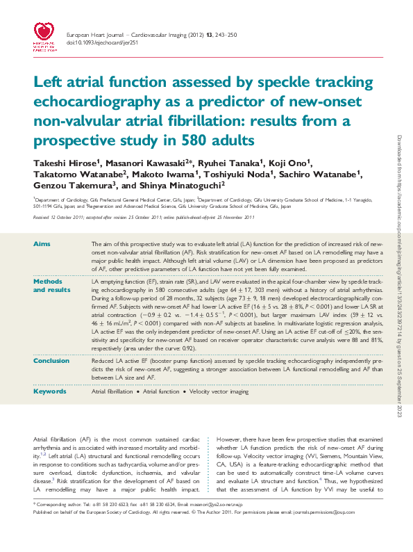 (PDF) Left atrial function assessed by speckle tracking ...