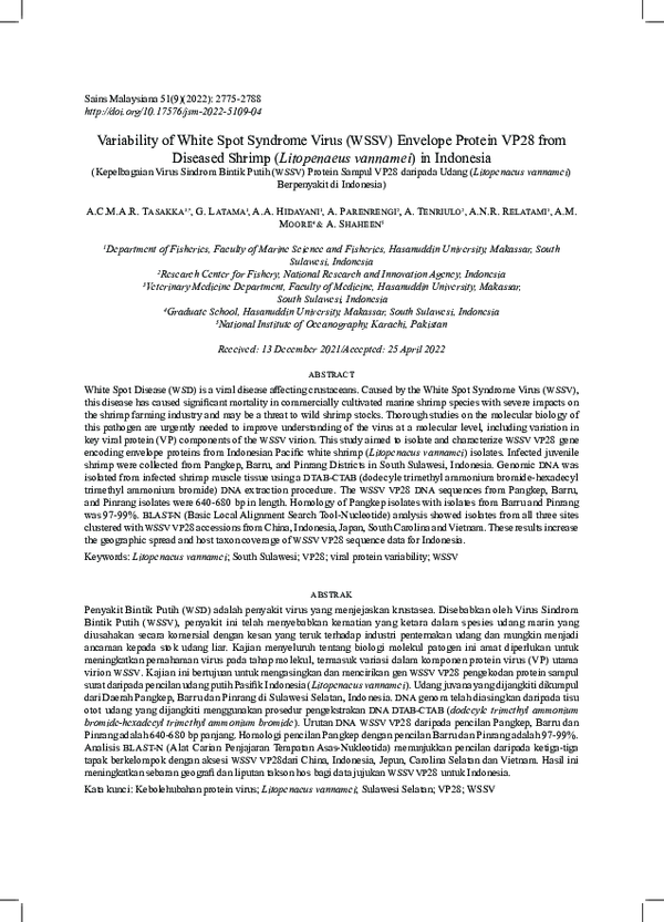 (PDF) Variability of White Spot Syndrome Virus (WSSV) Envelope Protein ...