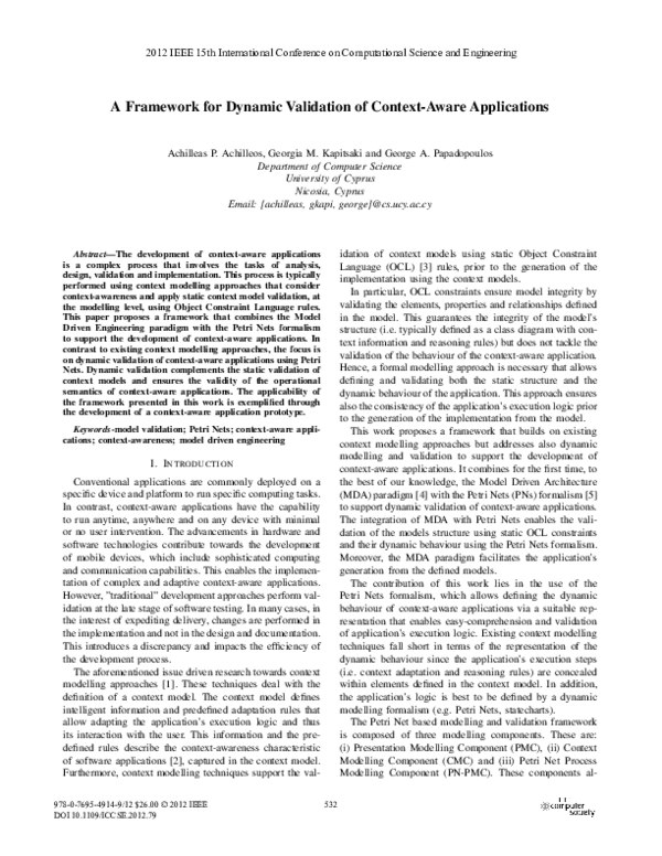 (PDF) A Framework for Dynamic Validation of Context-Aware Applications