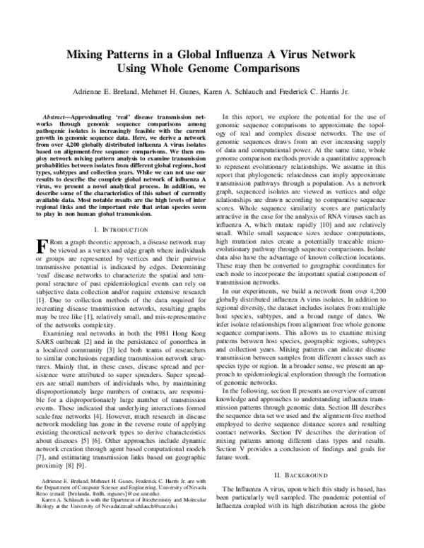 (PDF) Mixing patterns in a global influenza a virus network using whole ...