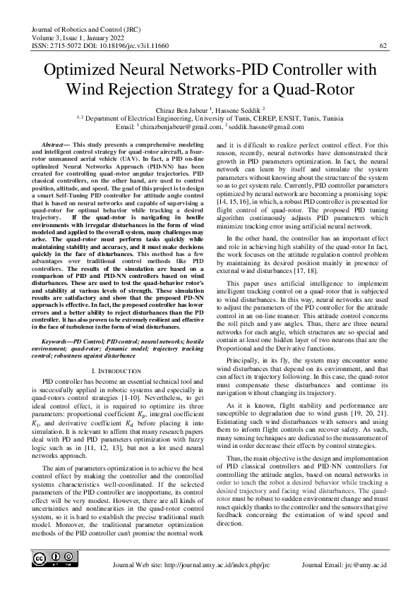 (PDF) Optimized Neural Networks-PID Controller with Wind Rejection Strategy for a Quad-Rotor