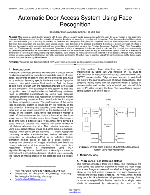 (PDF) Automatic Door Access System Using Face Recognition