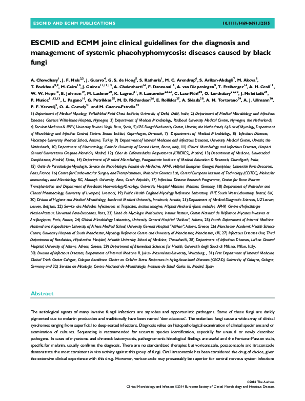 (PDF) ESCMID and ECMM joint clinical guidelines for the diagnosis and ...