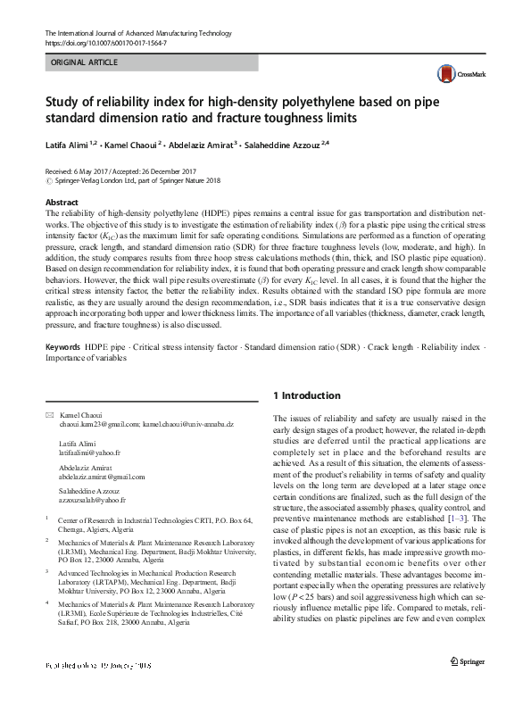 (PDF) Study of reliability index for high-density polyethylene based on ...