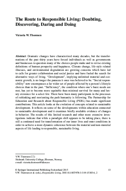 (PDF) The Route to Responsible Living: Doubting, Discovering, Daring ...