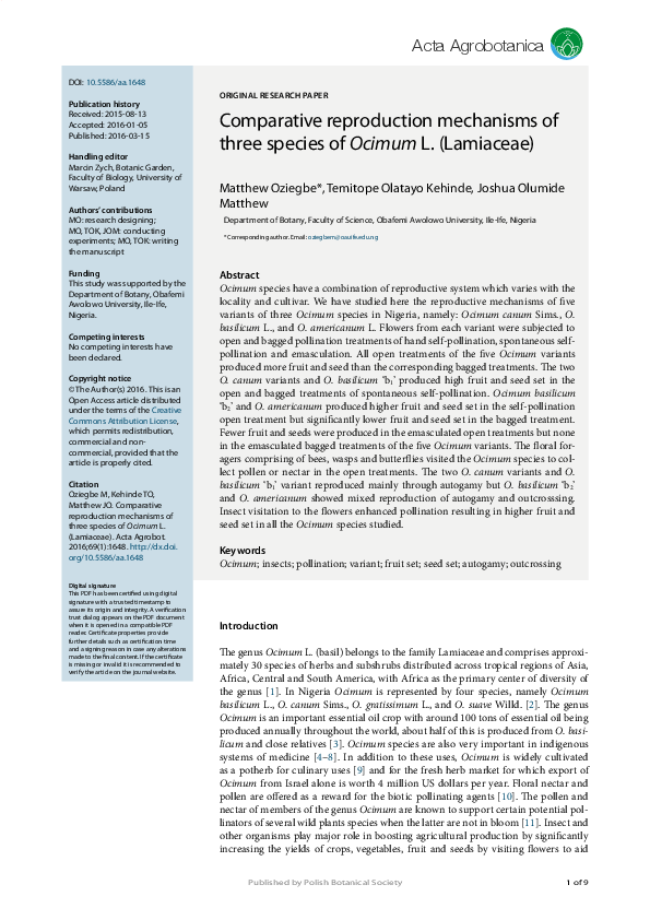 (PDF) Comparative reproduction mechanisms of three species of Ocimum L ...