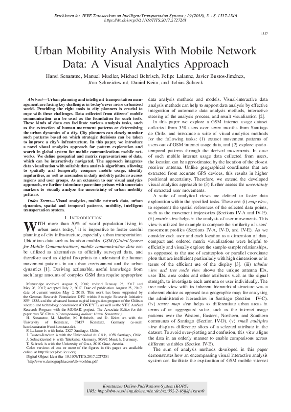 (PDF) Urban Mobility Analysis With Mobile Network Data: A Visual Analytics Approach