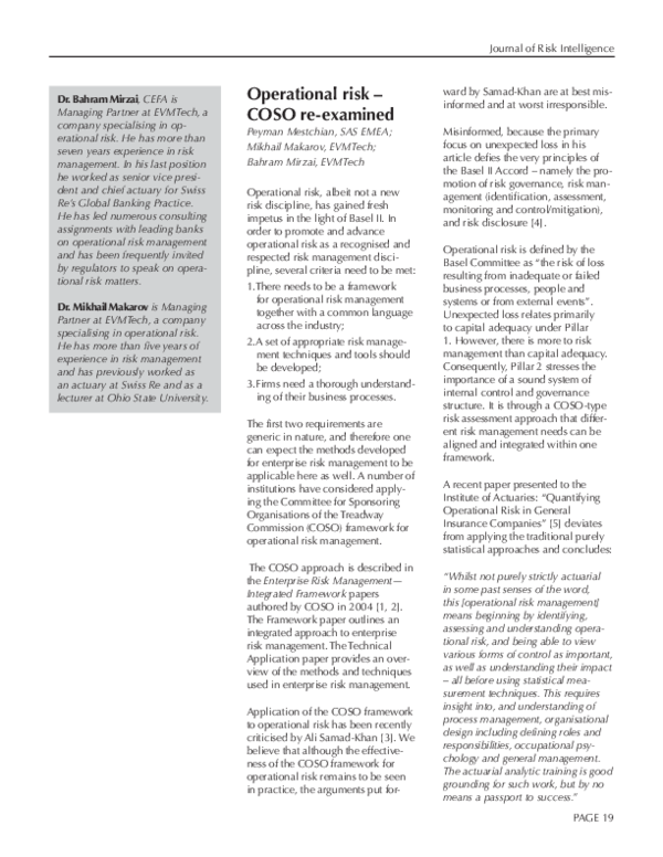 (PDF) Operational risk
