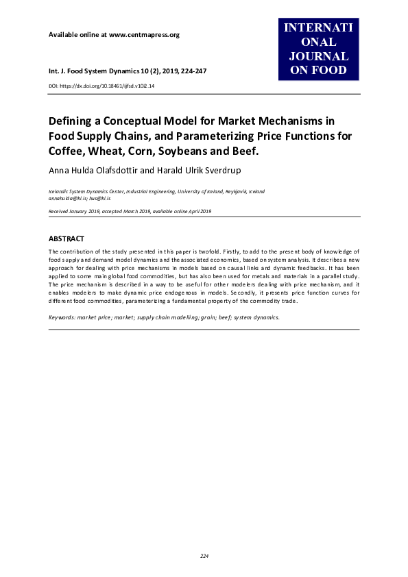 (PDF) Defining a Conceptual Model for Market Mechanisms in Food Supply ...