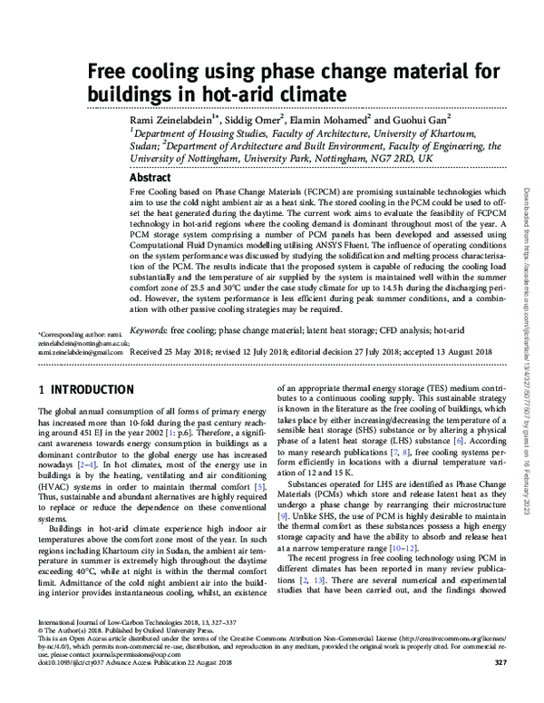 (PDF) Free cooling using phase change material for buildings in hot ...