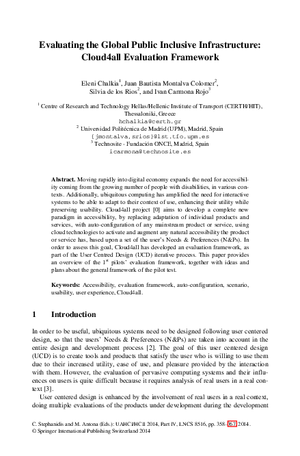 (PDF) Evaluating the Global Public Inclusive Infrastructure: Cloud4all Evaluation Framework