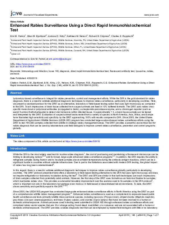 (PDF) Enhanced Rabies Surveillance Using a Direct Rapid ...