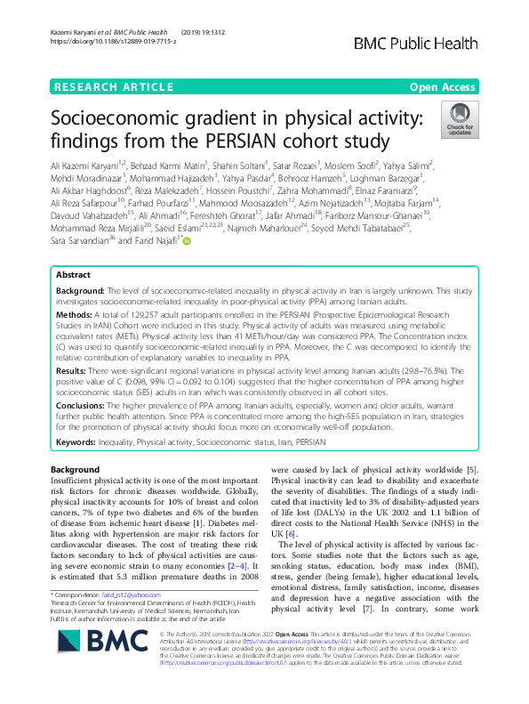 (PDF) Socioeconomic gradient in physical activity: findings from the ...