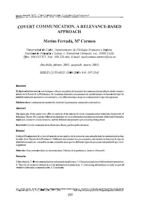 (PDF) Covert communication. A relevance-based approach