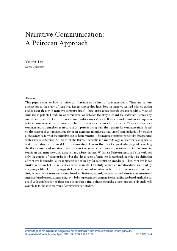 (PDF) Narrative communication: a peircean approach