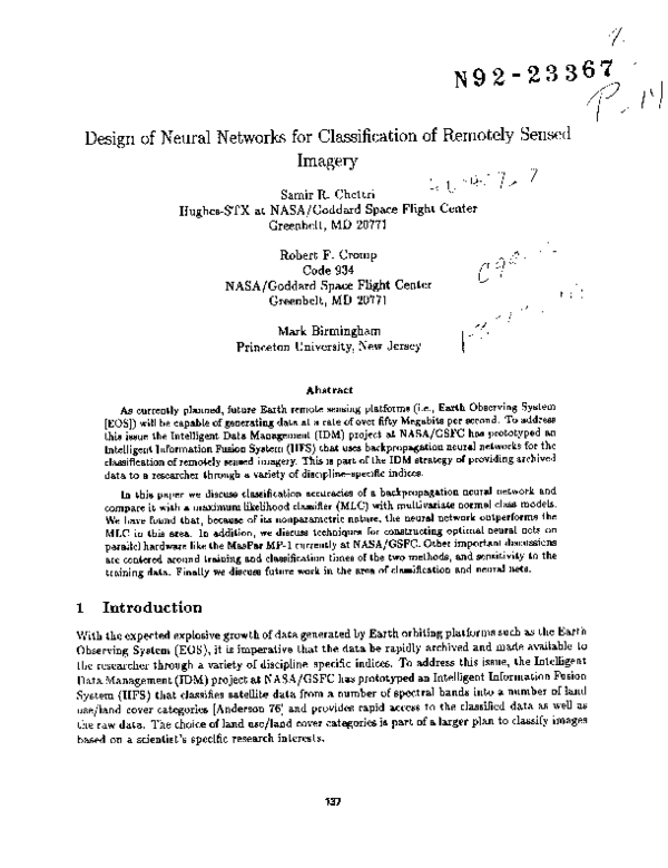 (PDF) Design of neural networks for classification of remotely sensed ...