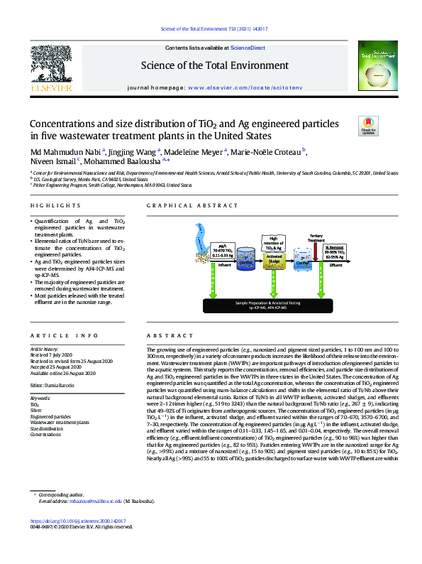 (PDF) Concentrations and size distribution of TiO2 and Ag engineered ...