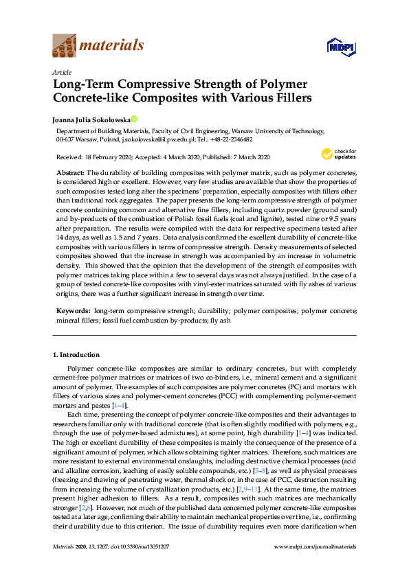 (PDF) Long-Term Compressive Strength of Polymer Concrete-like ...