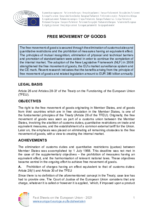 (PDF) Free Movement of Goods