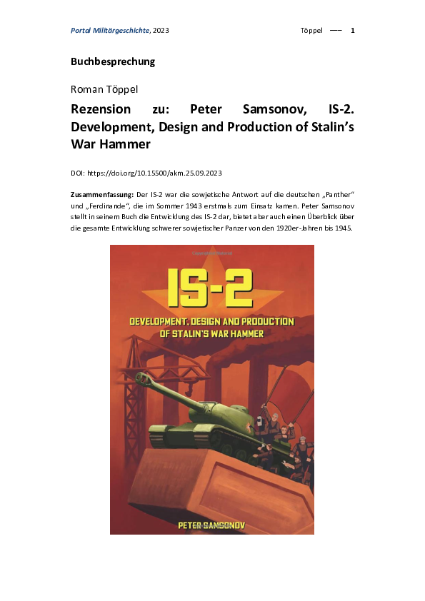 (PDF) Peter Samsonov, IS-2: Development, Design and Production of ...