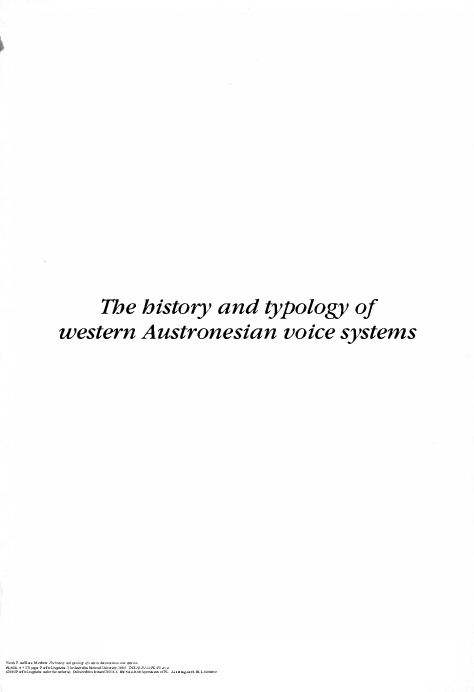(PDF) The history and typology of western Austronesian voice systems