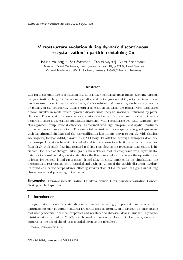 Pdf Microstructure Evolution During Dynamic Discontinuous