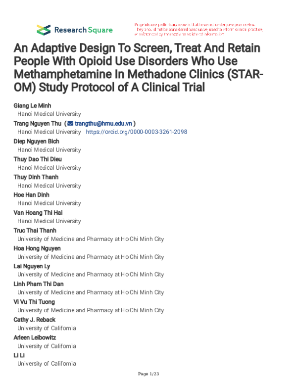 (PDF) An Adaptive Design To Screen, Treat And Retain People With Opioid ...