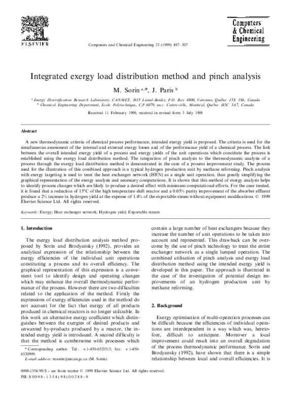 (PDF) Integrated exergy load distribution method and pinch analysis