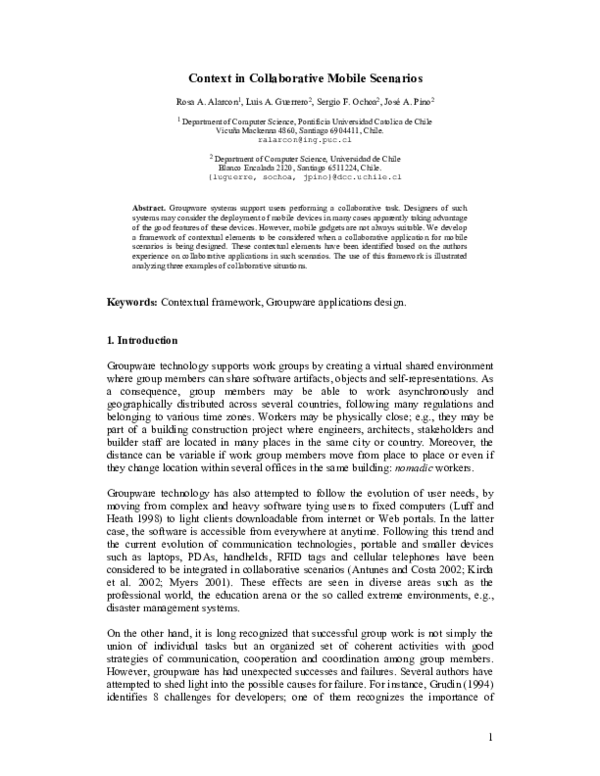 (PDF) Context in collaborative mobile scenarios | Sergio Ochoa - Academia.edu