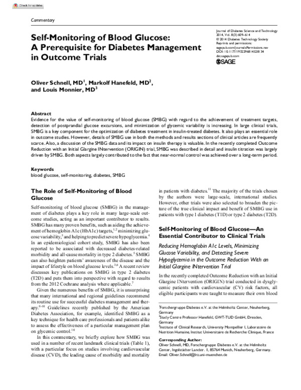 (PDF) Self-Monitoring of Blood Glucose (PDF) Self-Monitoring of Blood Glucose