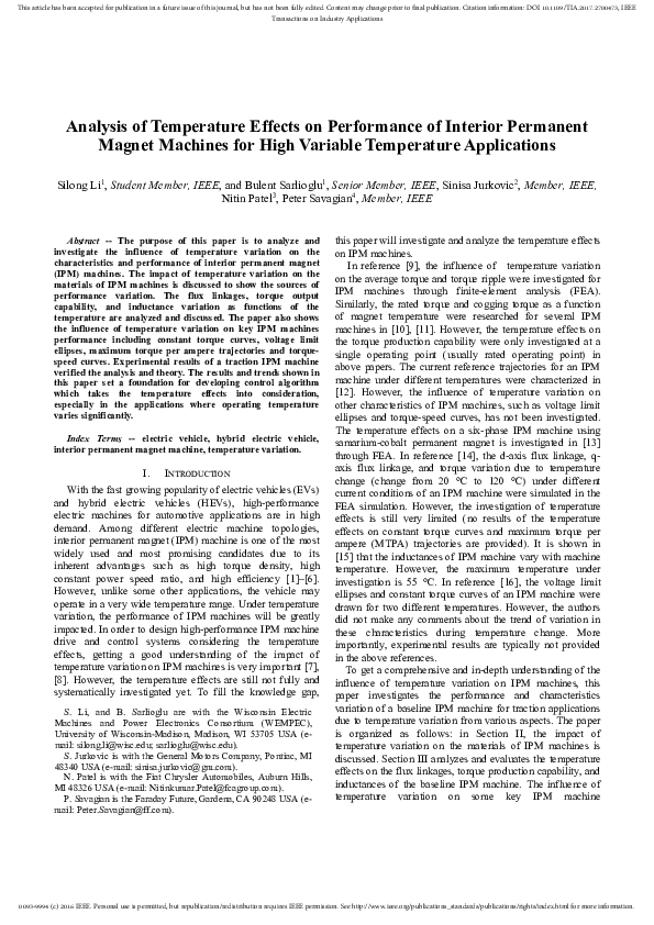 (PDF) Analysis of Temperature Effects on Performance of Interior ...
