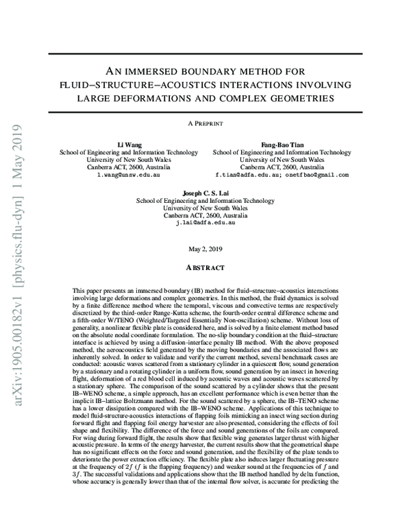 (PDF) An immersed boundary method for fluid–structure–acoustics ...