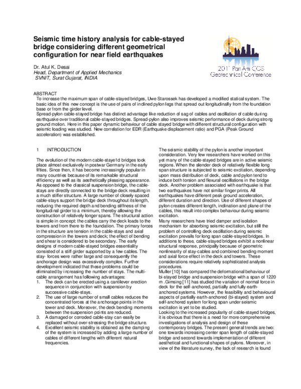 (PDF) Seismic Time History Analysis For Cable-Stayed Bridge Considering ...