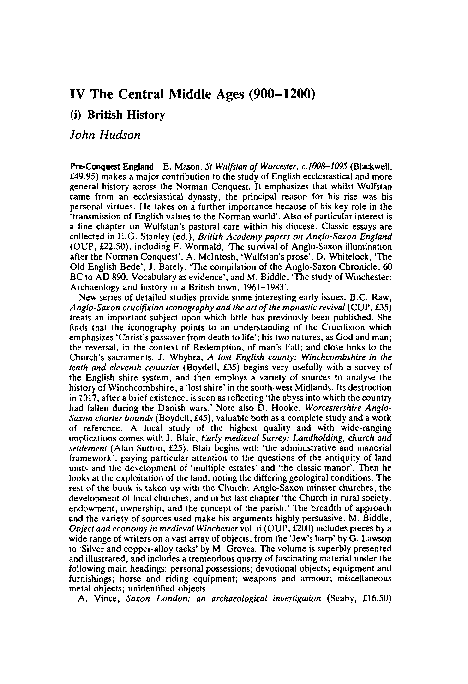 (PDF) IV The Central Middle Ages (900–1200) (i) British History