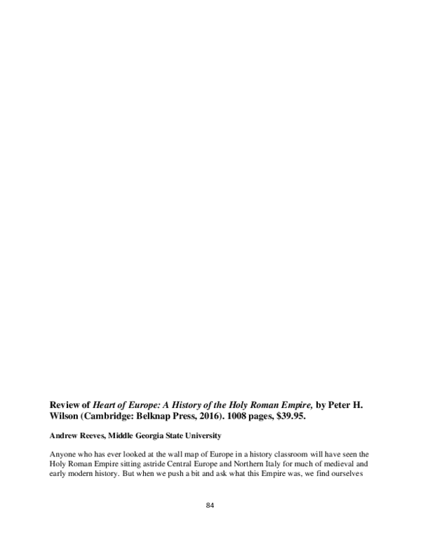 (PDF) Peter H. Wilson. Heart of Europe: A History of the Holy Roman Empire