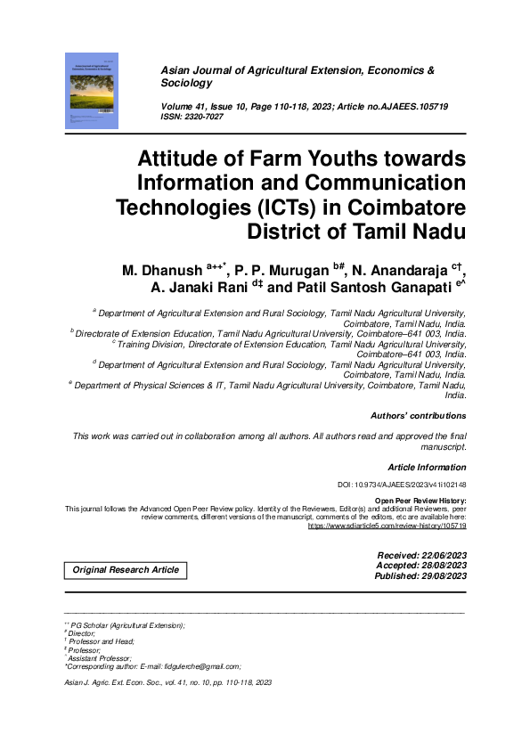 (PDF) Attitude of Farm Youths towards Information and Communication Technologies (ICTs) in ...