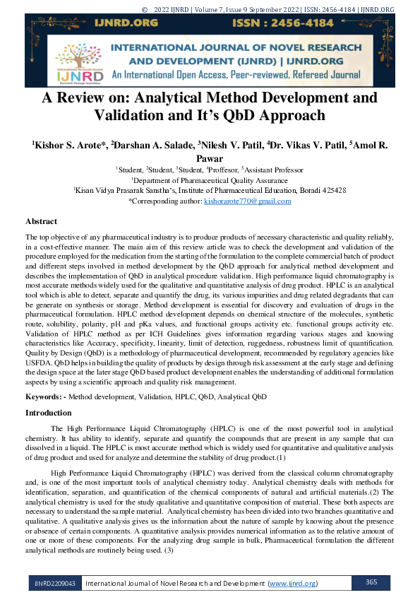 (PDF) A Review on: Analytical Method Development and Validation and It ...