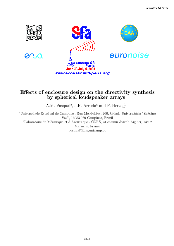 (PDF) Effects of enclosure design on the directivity synthesis by spherical loudspeaker arrays