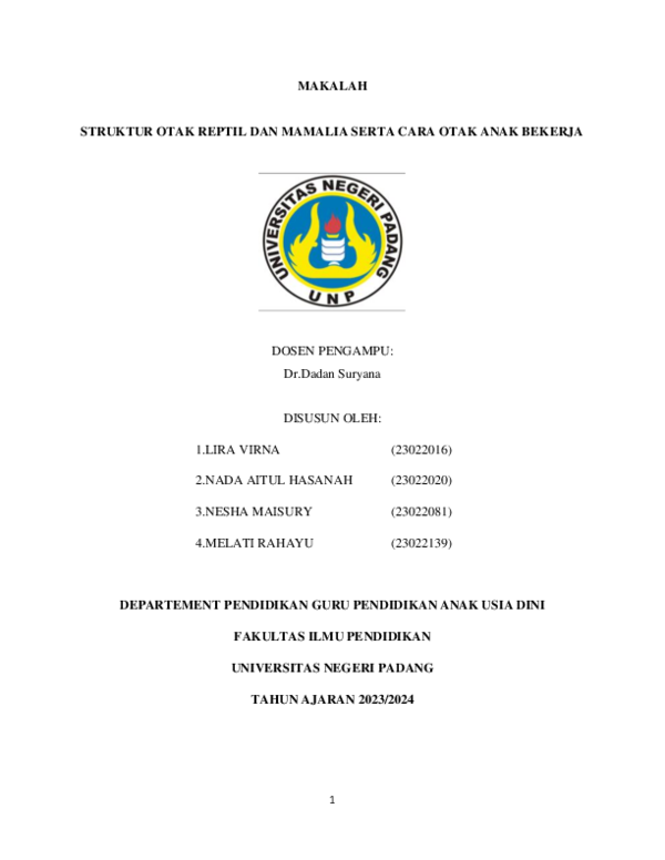(PDF) STRUKTUR OTAK REPTIL,MAMALIA DAN CARA OTAK ANAK BEKERJA MAKALAH ...