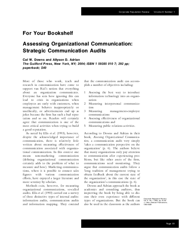 (PDF) Assessing Organizational Communication: Strategic Communication ...