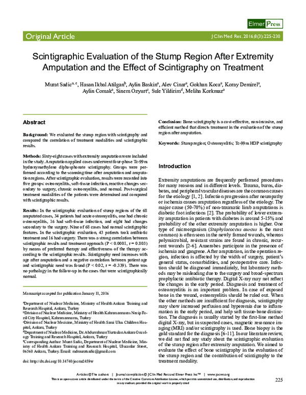 (PDF) Scintigraphic Evaluation of the Stump Region After Extremity ...