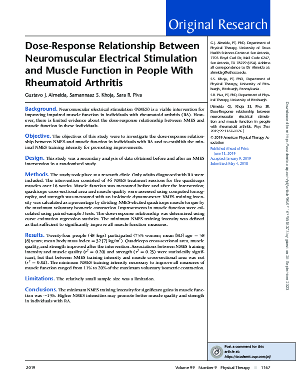 (PDF) Dose-Response Relationship Between Neuromuscular Electrical Stimulation and Muscle ...