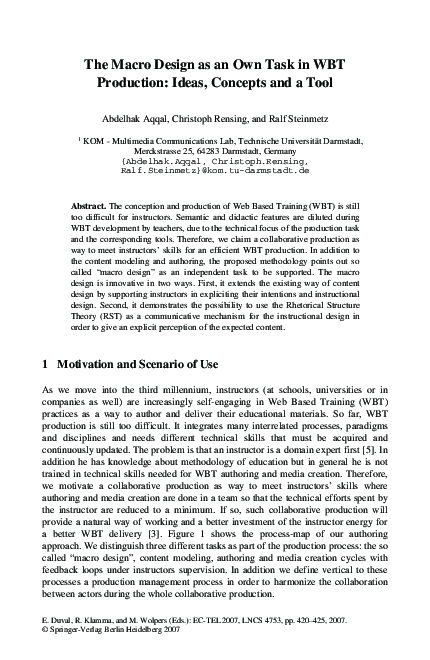 (PDF) The Macro Design as an Own Task in WBT Production: Ideas ...