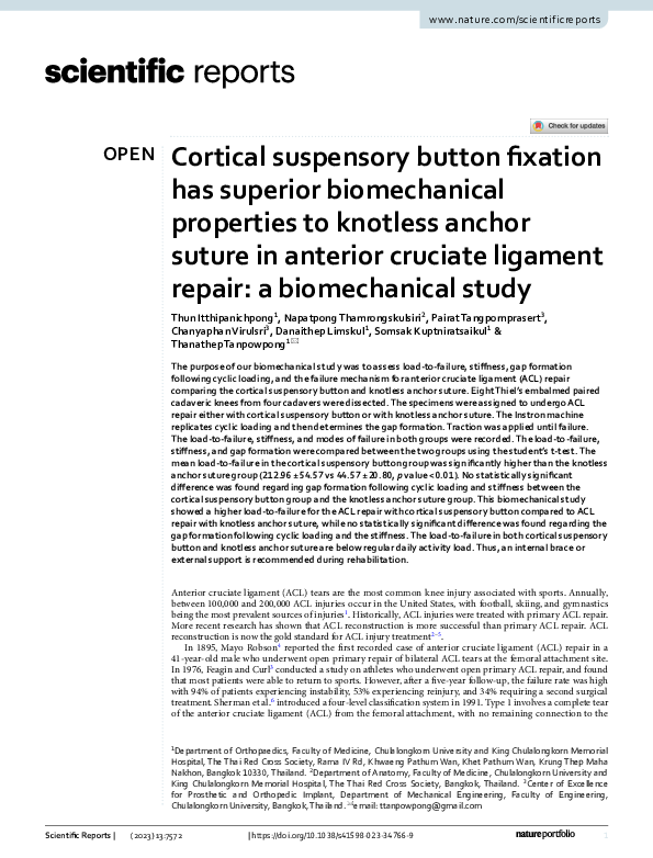 (PDF) Cortical suspensory button fixation has superior biomechanical ...