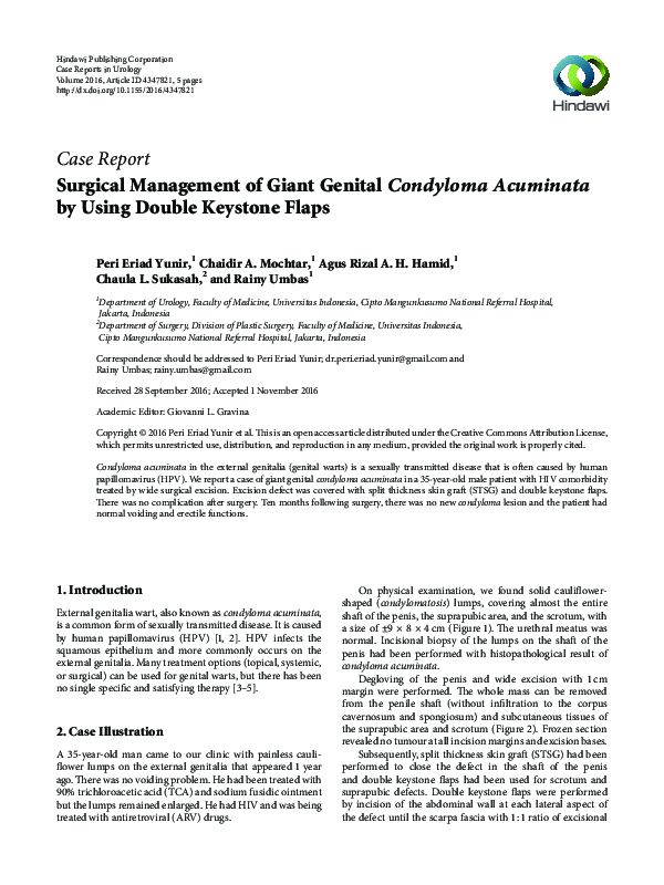 (PDF) Surgical Management of Giant Genital Condyloma Acuminata by Using ...