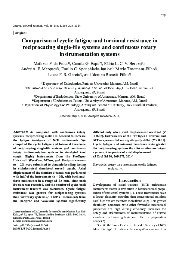 (PDF) Comparison of cyclic fatigue and torsional resistance in ...