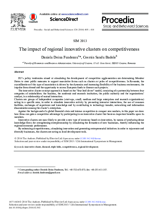 (PDF) The Impact of Regional Innovative Clusters on Competitiveness