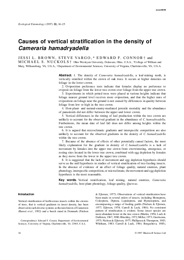 (PDF) Causes of vertical stratification in the density of Cameraria ...